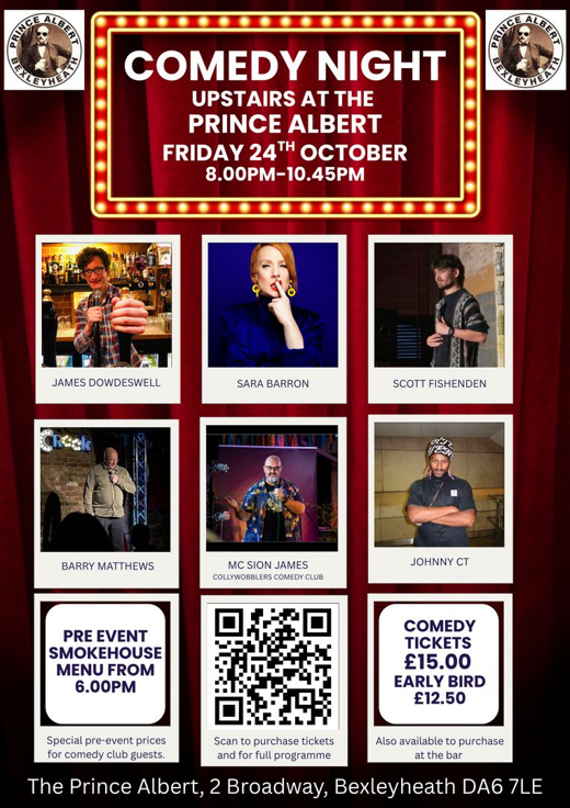 Comedy at The Prince Albert Bexleyheath DA6 7LE Sara Barron, James ...